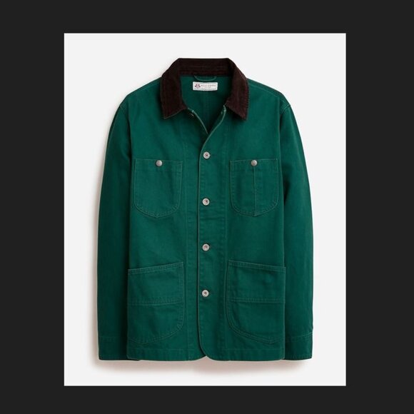 J. Crew | Jackets & Coats | J Crew Wallace Barnes Lightweight Twill Chore Jacket Greenteal Size ...